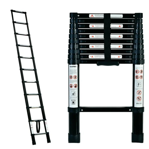 Black 3.2m Portable Telescopic Ladder with Carry Bag – Everything Caravans