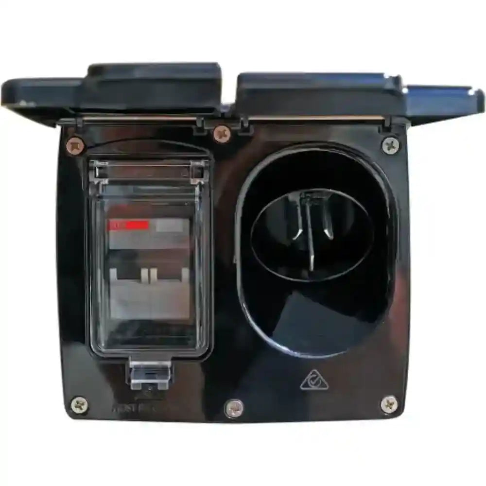 15A AC Power External inlet and 16A RCD IP44 Black CMS 230Vac Plug N P ...