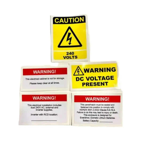 Enerdrive invertor Warning Label Kit – Everything Caravans
