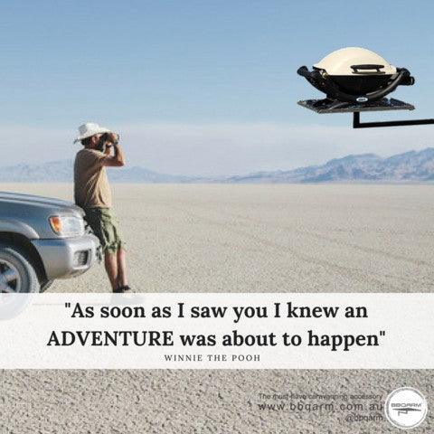 BBQArm Kit Black 850mm Arm Silver Regular Size Tray for Weber Baby Q o ...