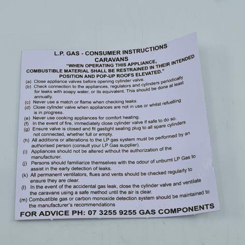 Long Caravan instruction Sticker Label - Everything Caravans