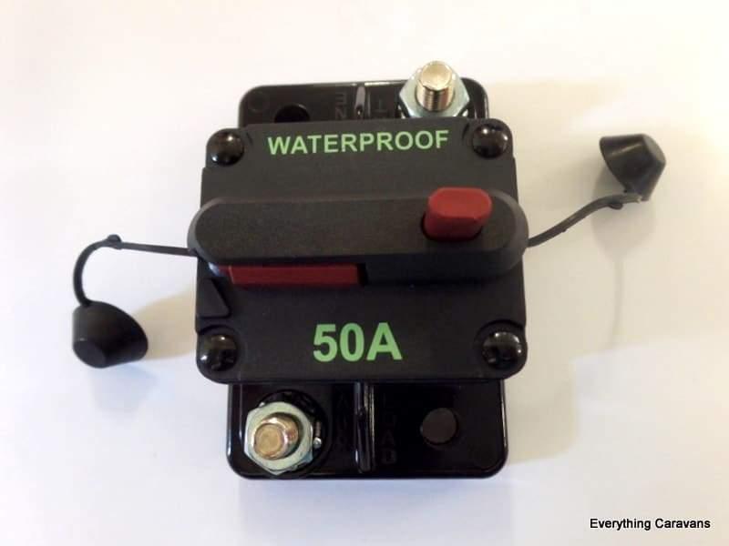 Waterproof 50 amp Circuit Breaker Fuse 12v 24v - Everything Caravans